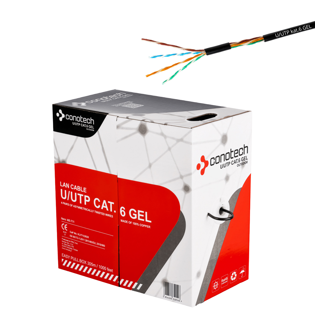Skrętka kabel LAN CAT5e U/UTP 305m - kabel sieciowy zewnętrzny