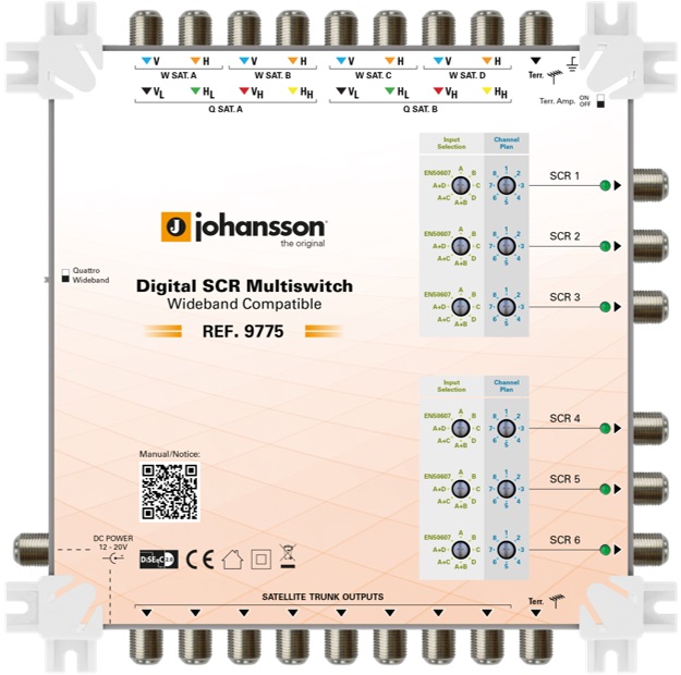Multiswitch Unicable II Johansson 9775 - 8x SAT, 1 DVB-T, 6 Unicable
