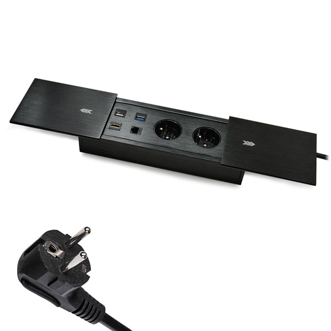Gniazdo blatowe SPS-S26B: mediaport z LAN, HDMI, USB, kabel 1,5m